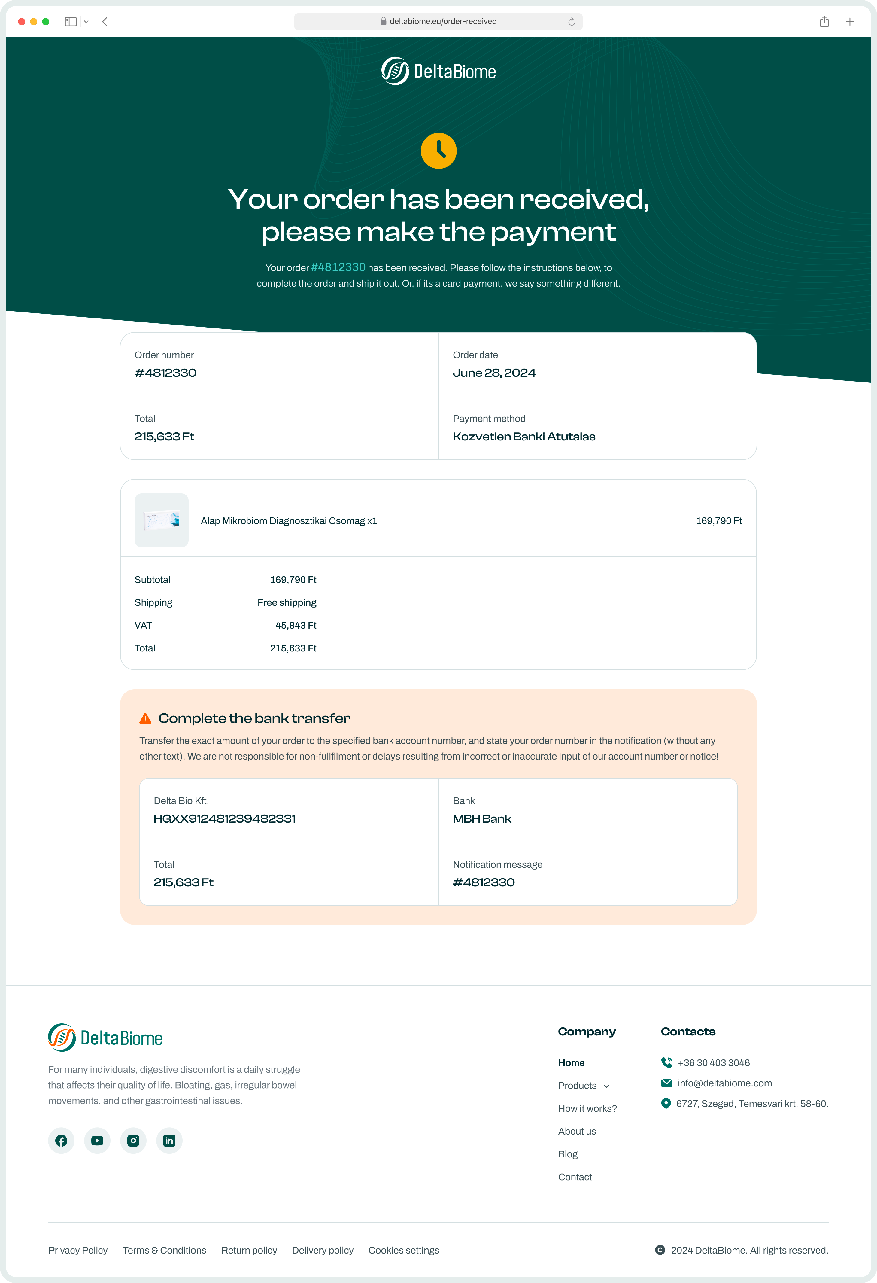 DeltaBiome - Order Confirmation Page UI by Arento Studio on Dribbble