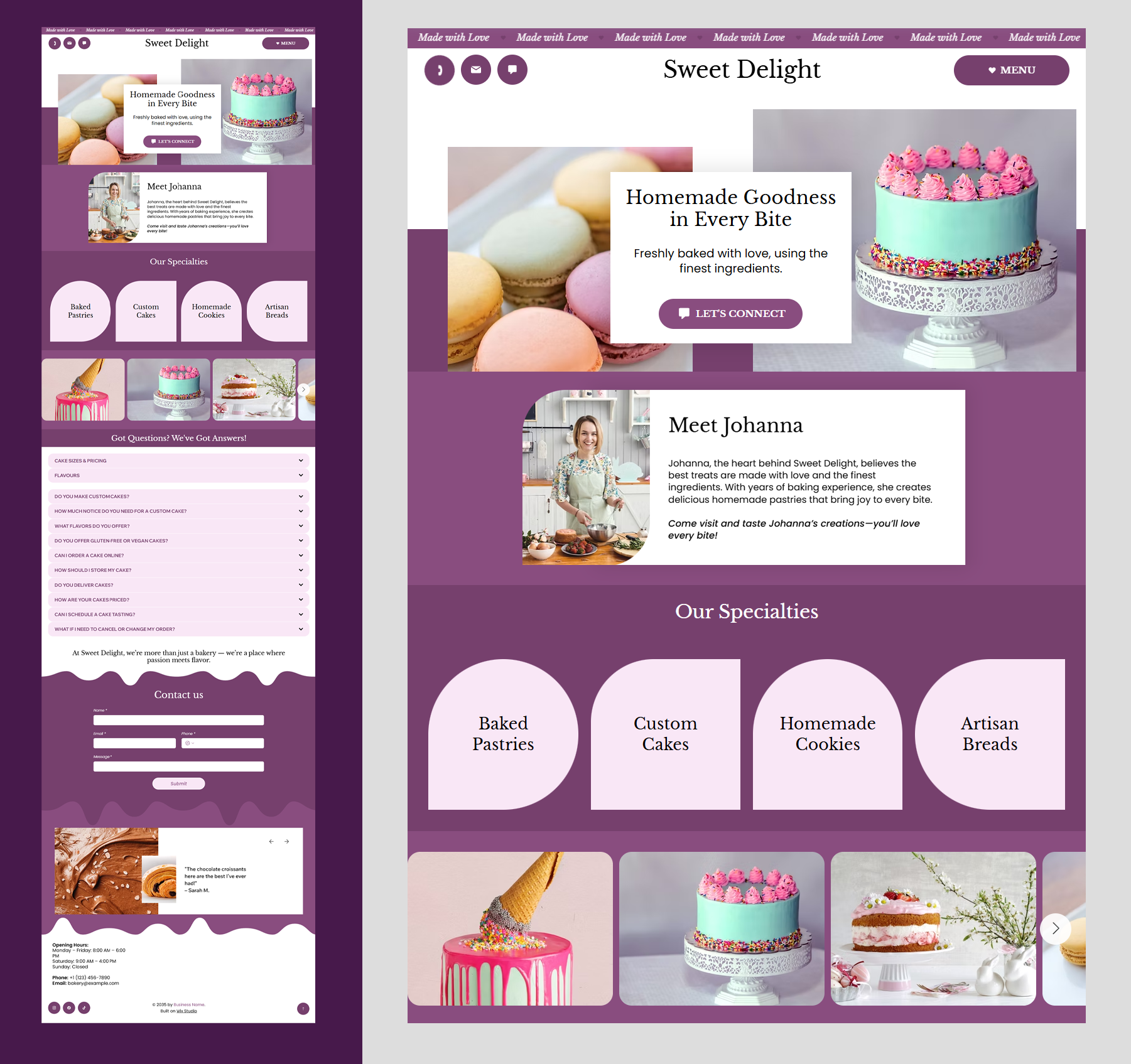 Cake Bakery - Wix Studio Website Template by Kitteeh on Dribbble