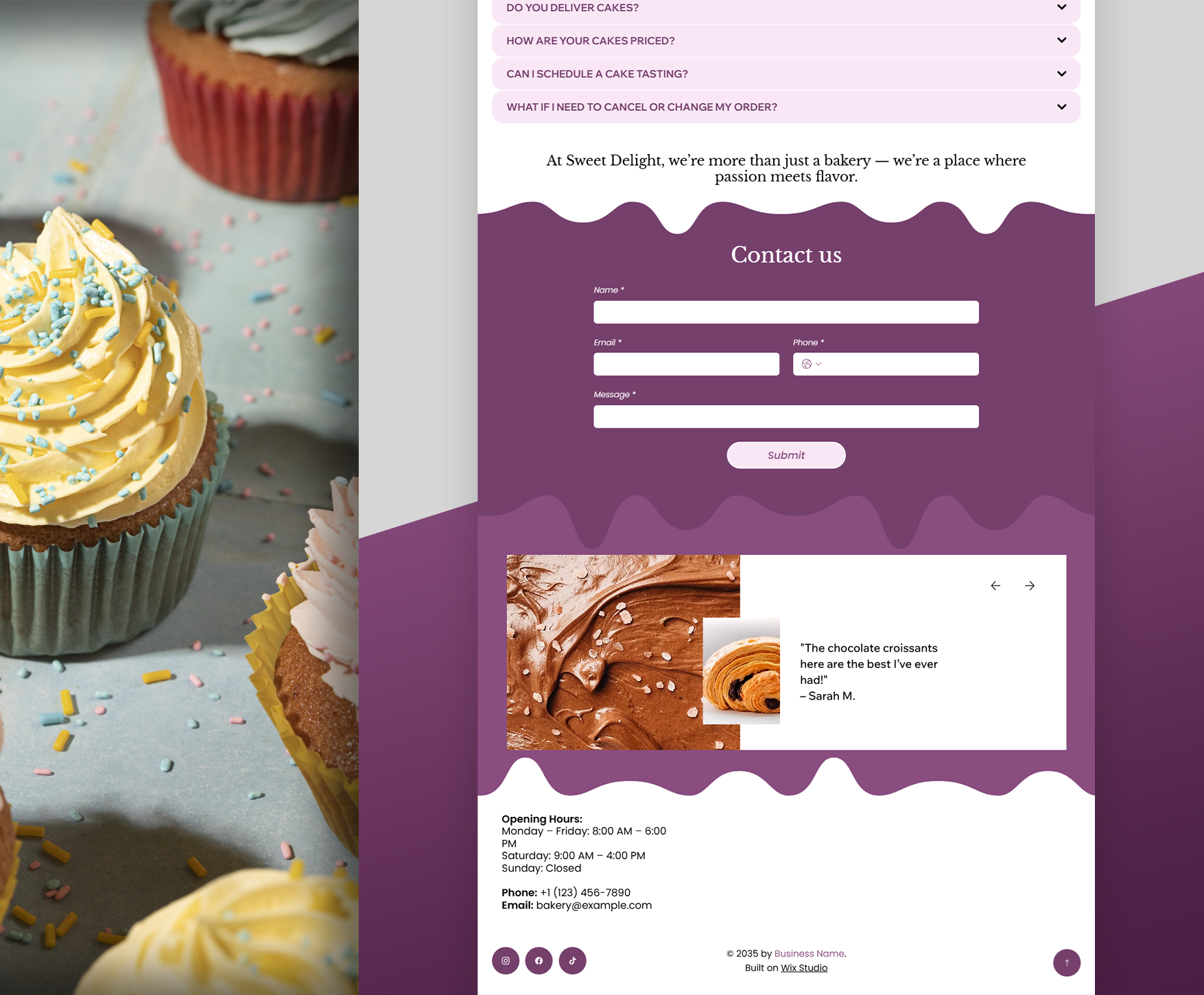 Cake Bakery - Wix Studio Website Template by Kitteeh on Dribbble