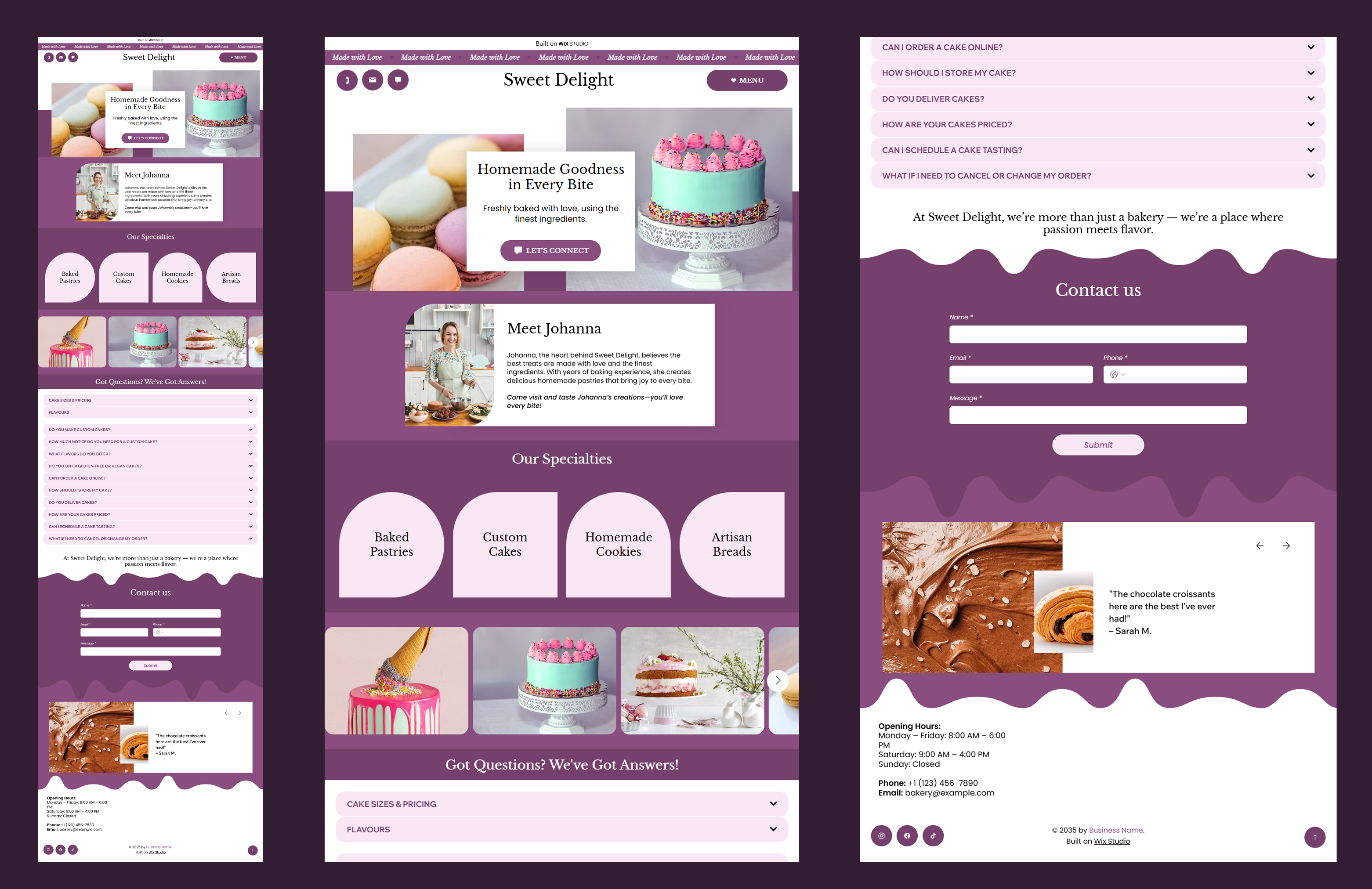 Cake Bakery - Wix Studio Website Template by Kitteeh on Dribbble