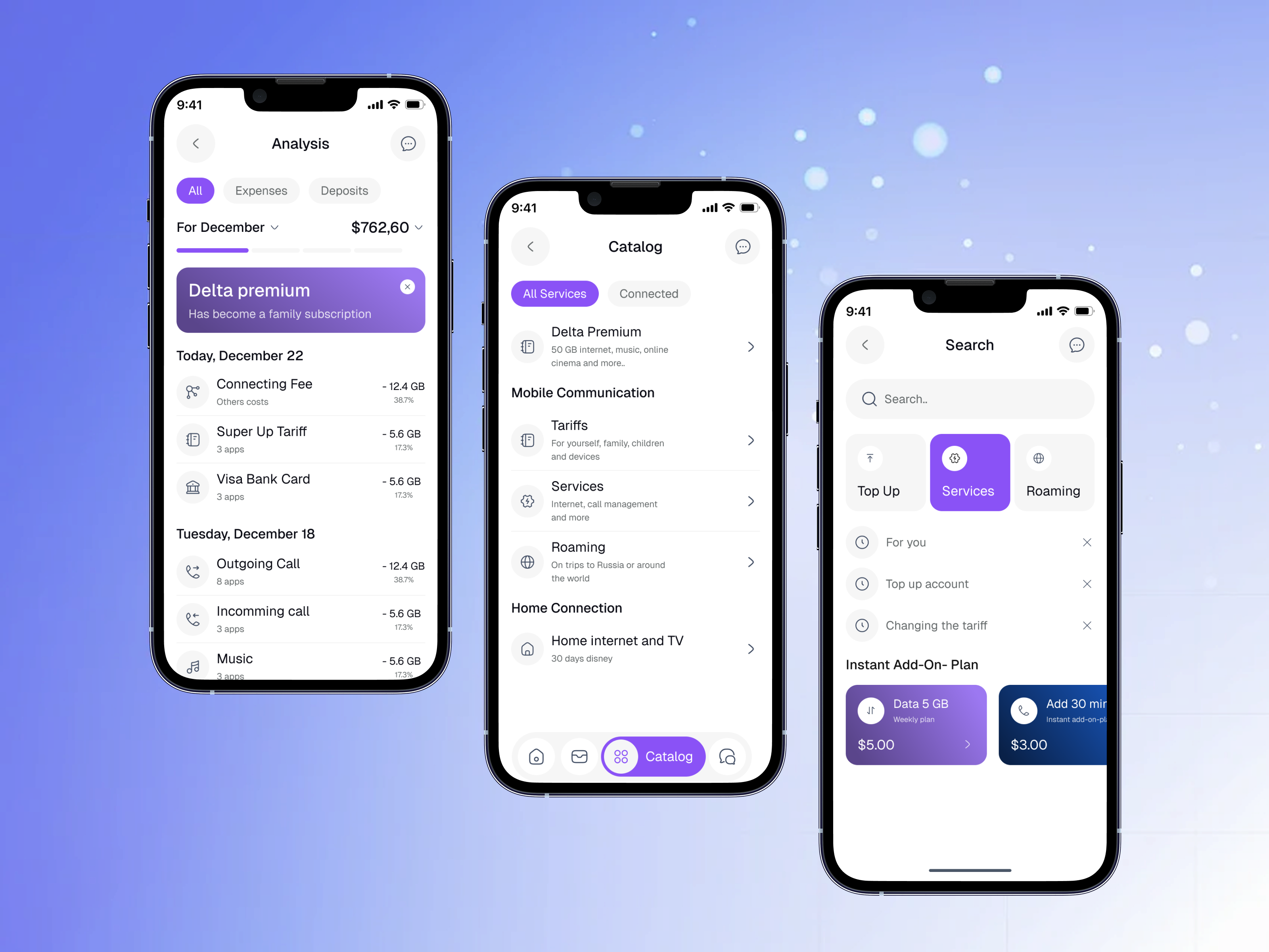 Telecom mobile app UI design by Md Uzzal Hossain on Dribbble