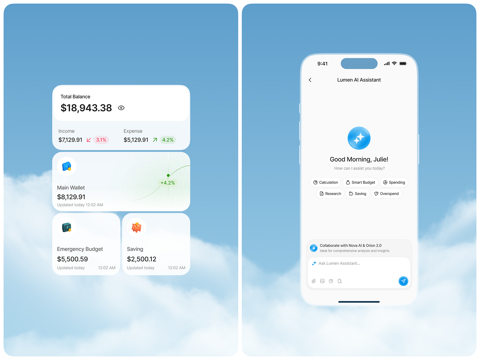 Lumen - AI Finance Tracker [ AI Assistant] by Fakhri Naufal for Kretya Studio on Dribbble