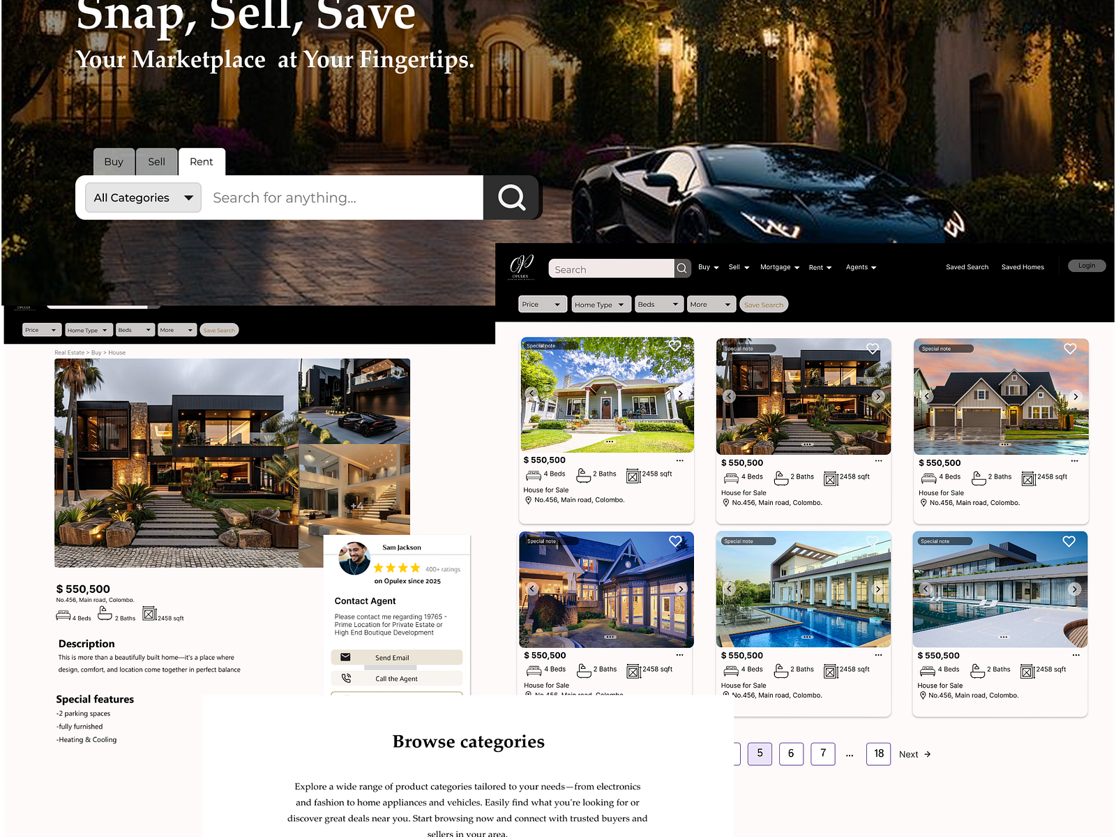 Opulex-Marketplace for properties by Driftique on Dribbble