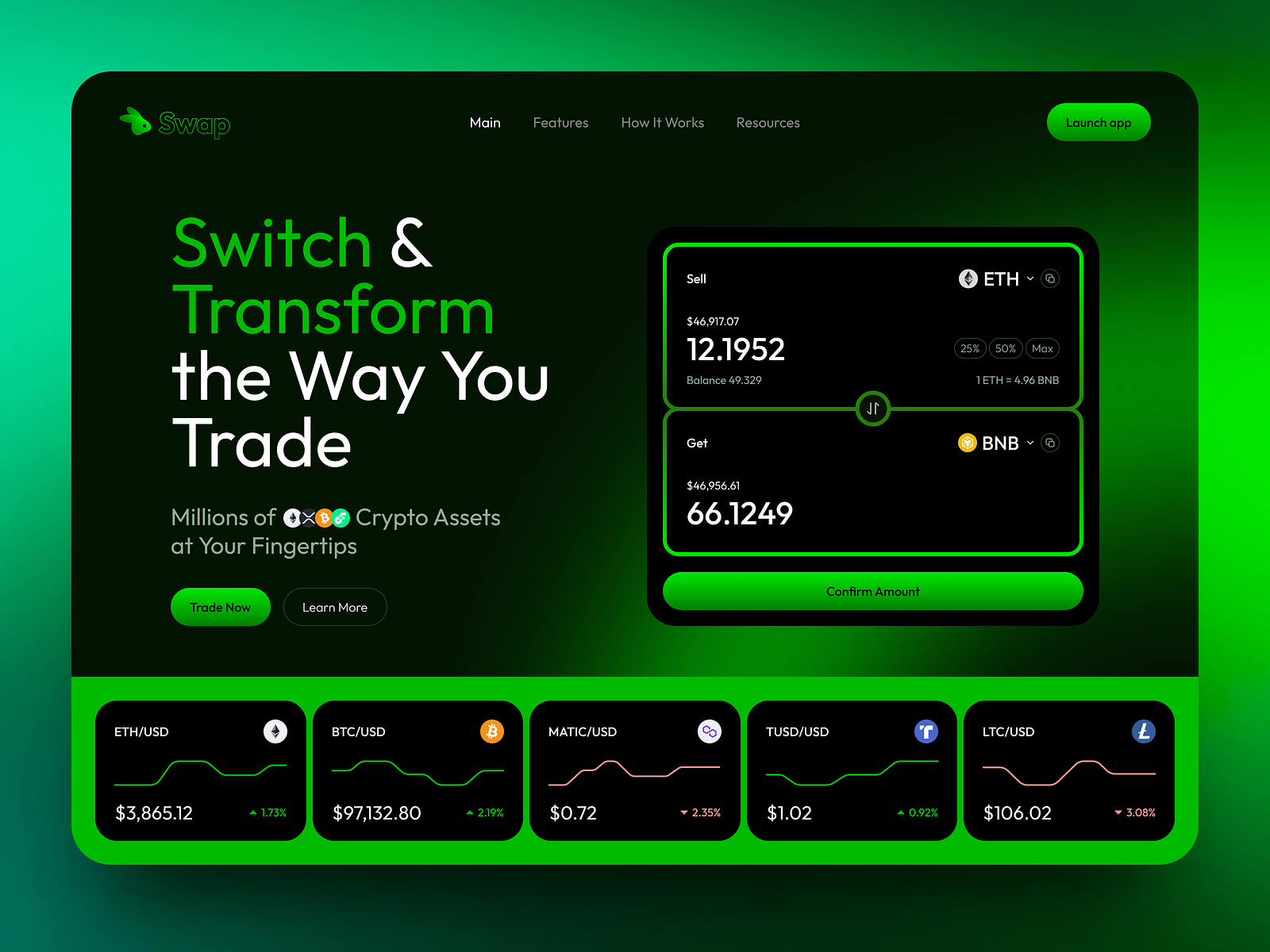 Web Design – Crypto Swap Platform UI by Nixtio on Dribbble