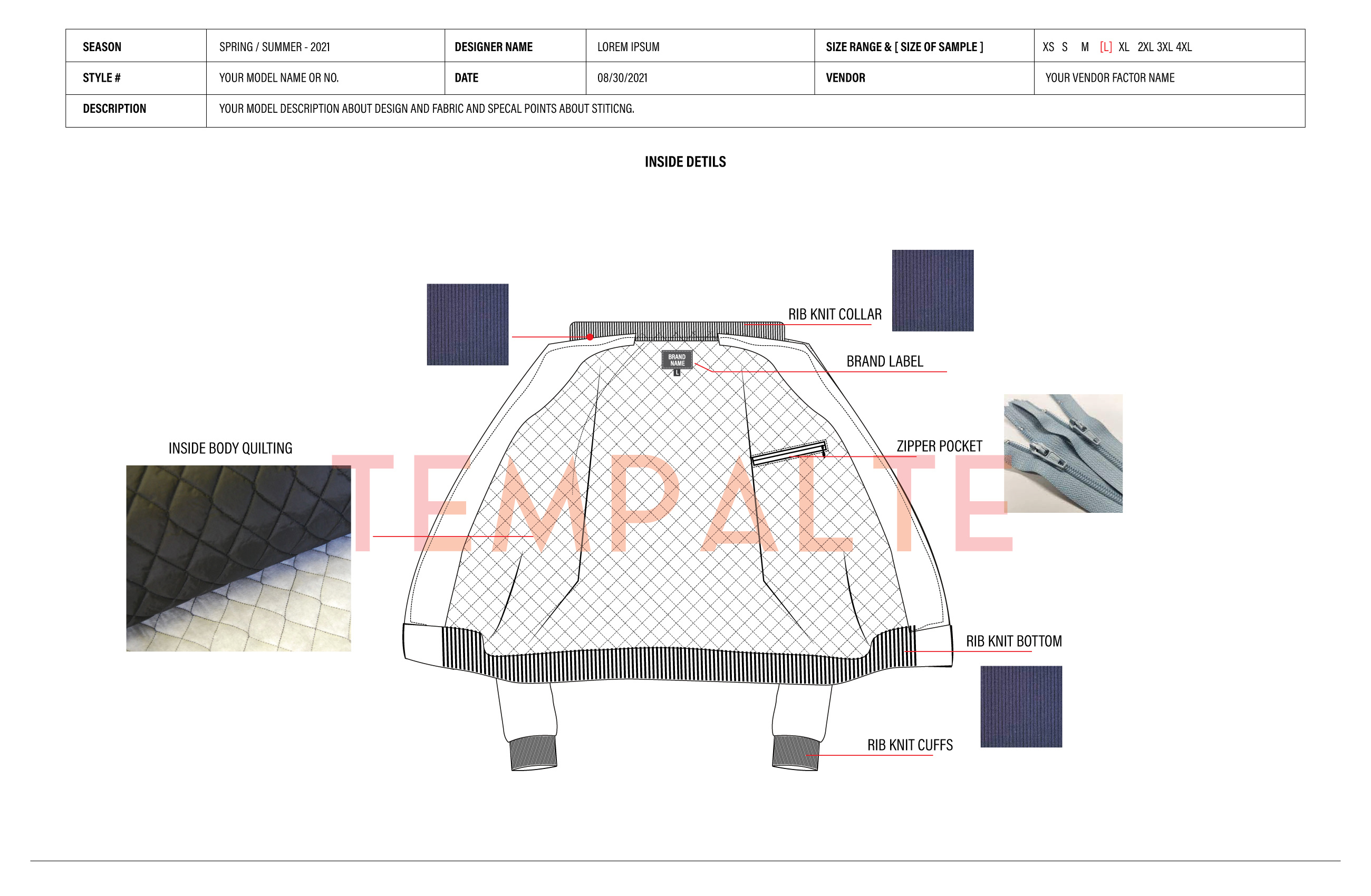 BOMBER JACKET TECHPACK TEMPLATE by AFAHD ARON on Dribbble