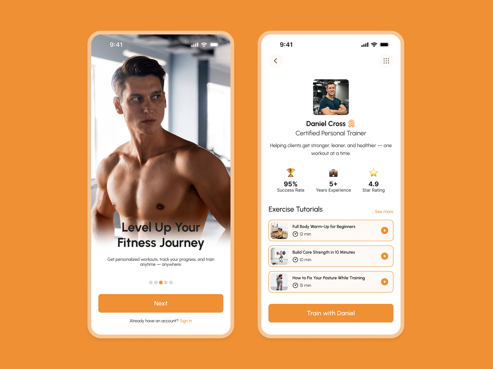 Fitness Trainer app UI/UX Design by Tahmid Abtahi Taky on Dribbble