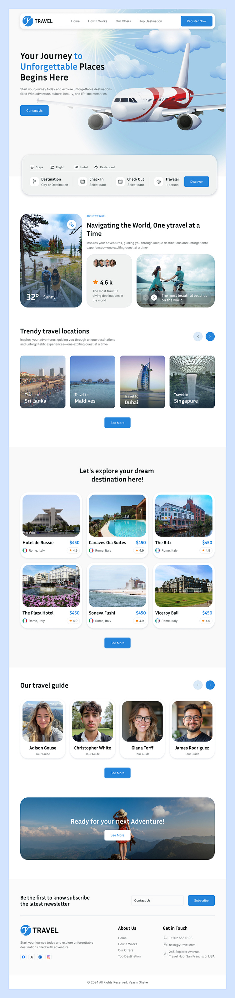Booking Website Interface for Travel Adventures by Md Yeasin Sheke on ...
