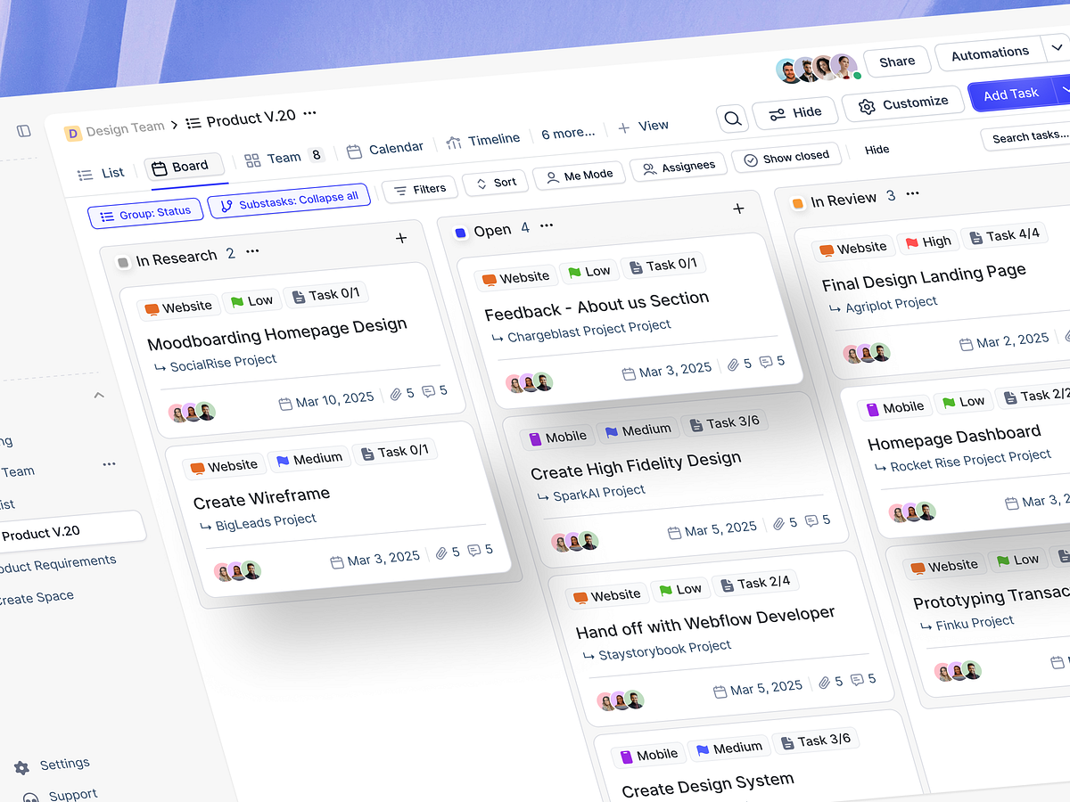 Task Management Dashboard - Kanban View by Product SAAS for Cansaas on ...