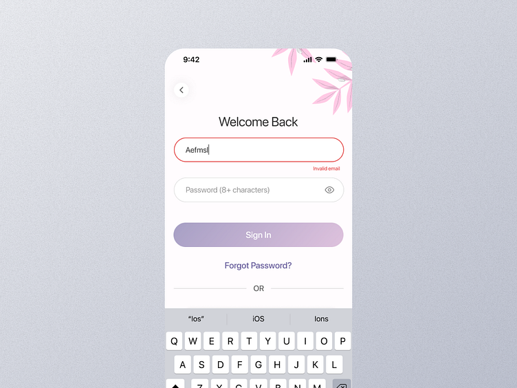 Sign In Error Mobile App Ui by UI Ants on Dribbble