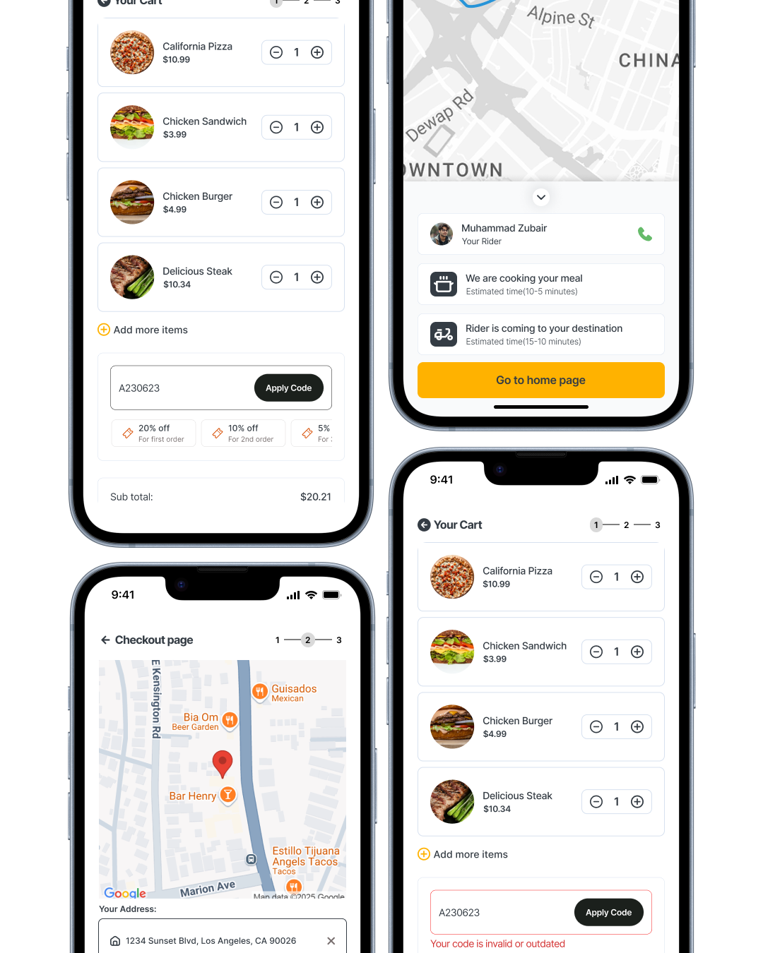 Food checkout mobile app design by Ali Qadri on Dribbble