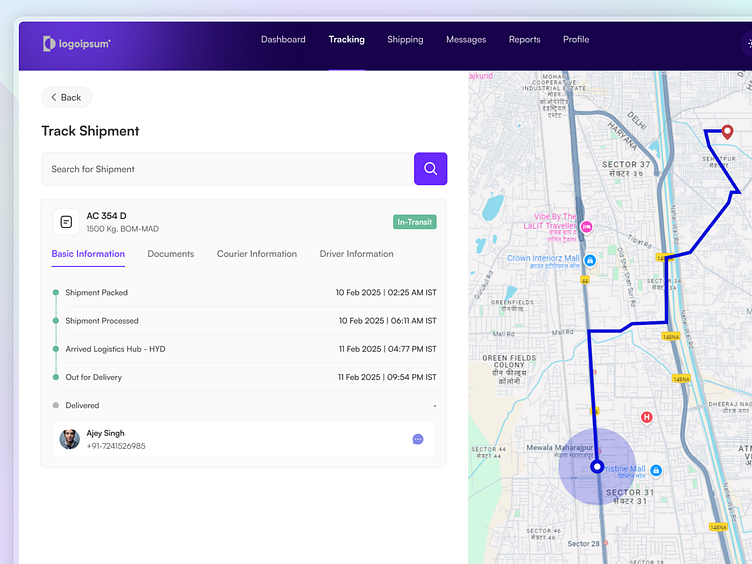 Logistics Shipment Tracking Dashboard by Swan Design Agency on Dribbble
