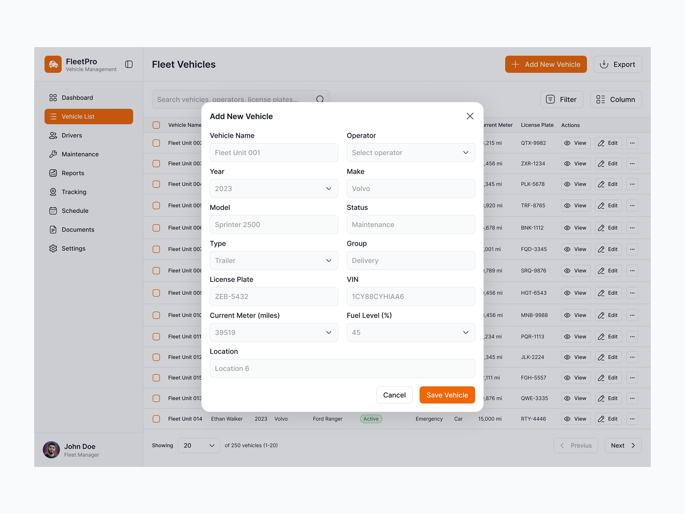 FleetPro – Vehicle Management Dashboard UI by Saleh Ahmed on Dribbble