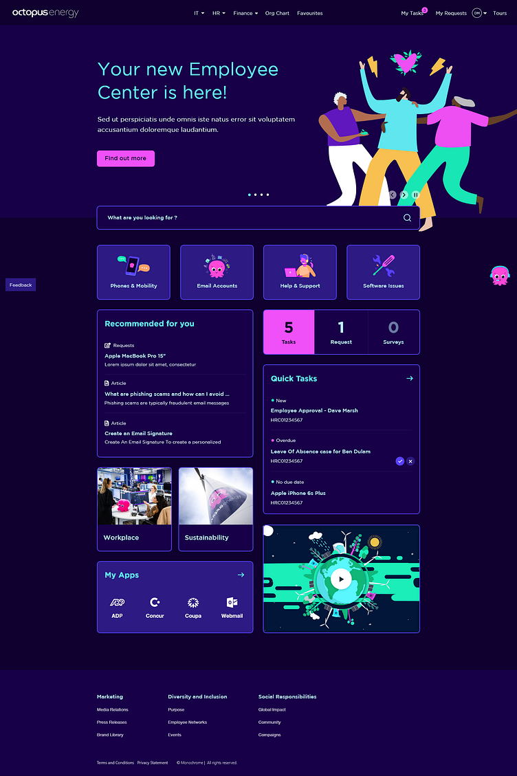 ServiceNow Employee Center concept for Octopus Energy by Deni Colmant ...