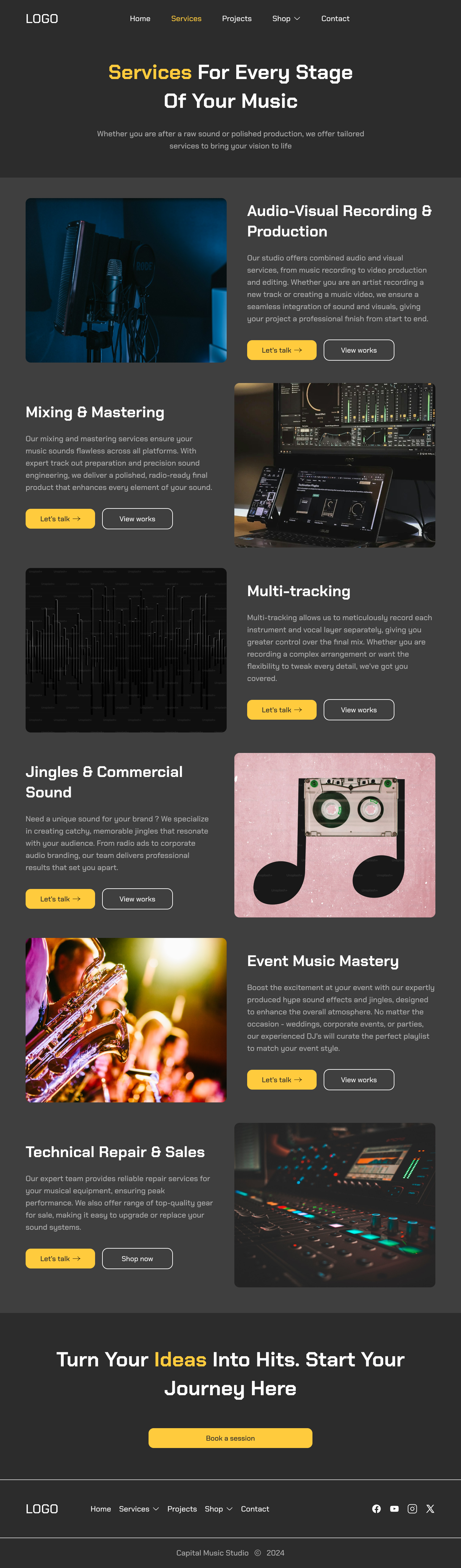 Full Website Design for a Modern Music Production Studio by Biyi ...