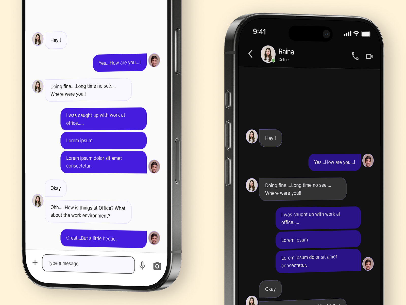 Direct Message UI screens - Light and Dark mode by NANDINI S DEV on ...