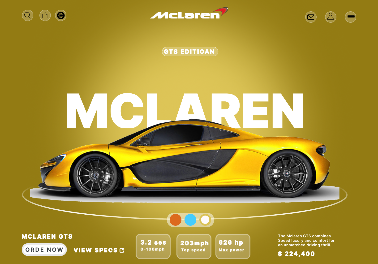 High-performance meets high-end UI – McLaren GTS product page co by ...