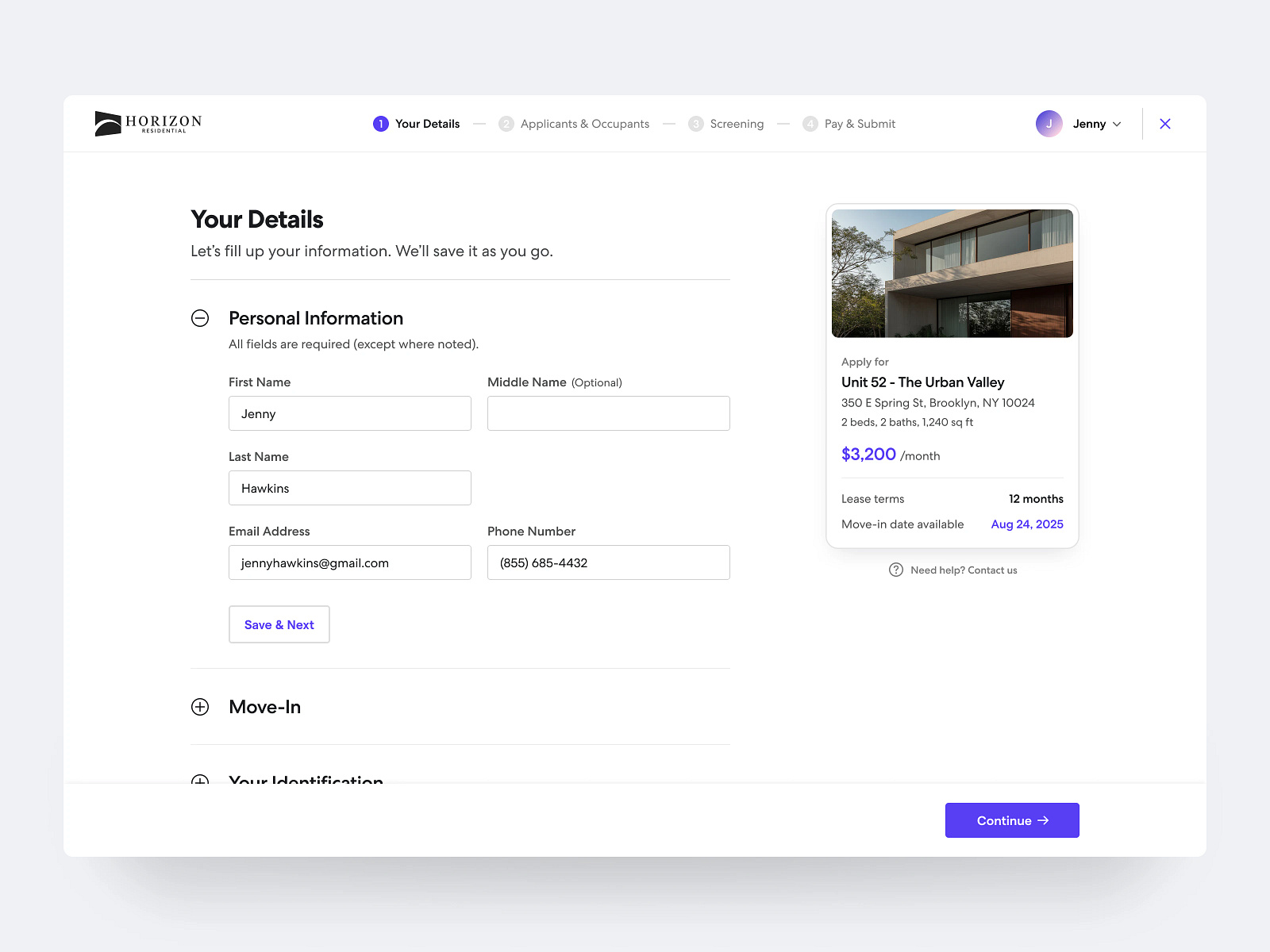 Resident Portal - Rental Application Form by Ahmad Fawaid on Dribbble