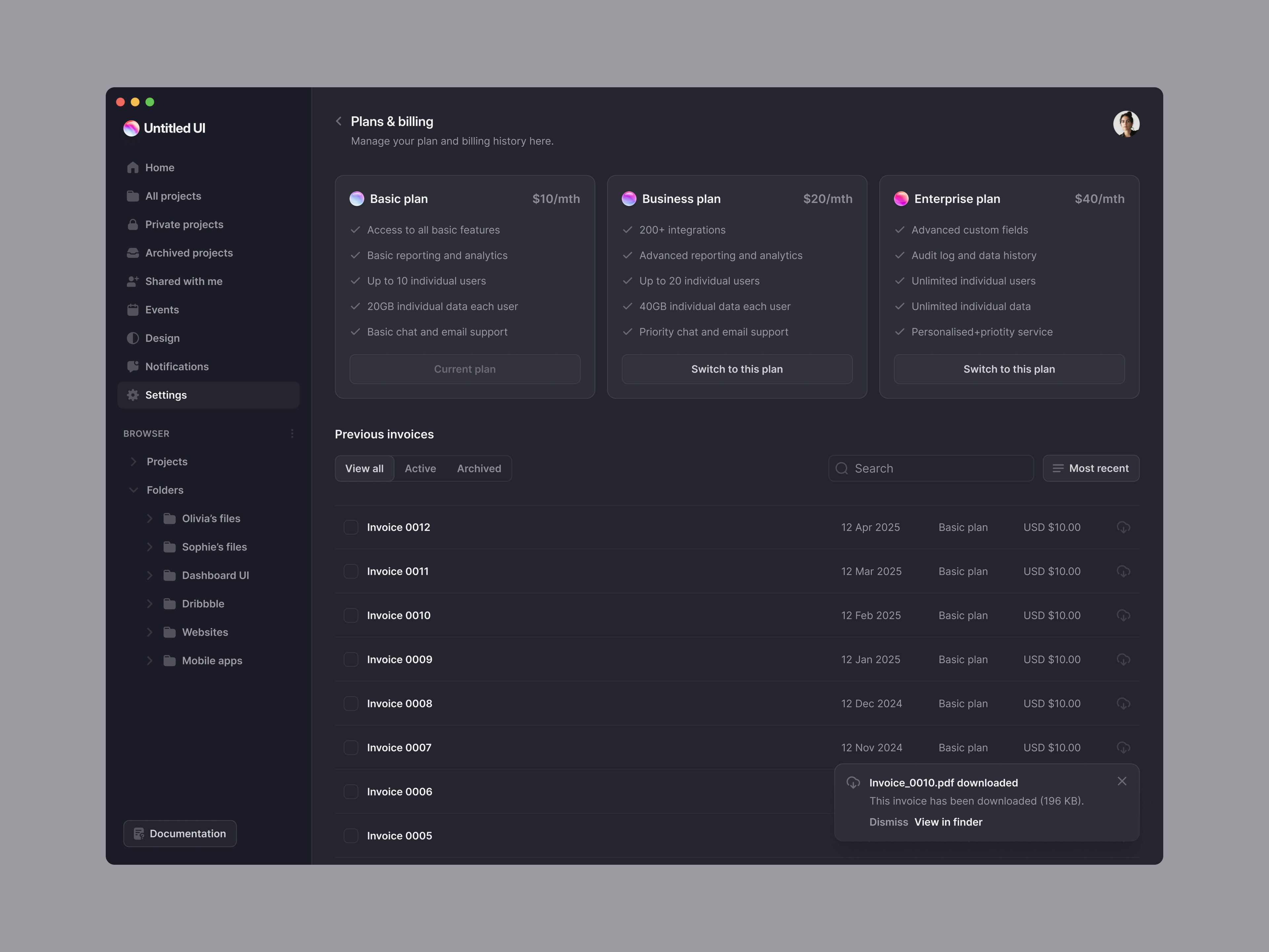 Invoice downloaded — Untitled UI by Jordan Hughes® on Dribbble