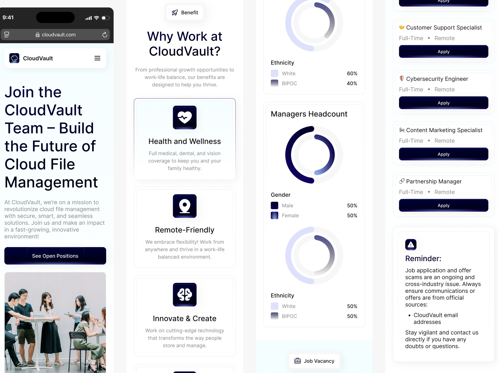 CloudVault - Cloud File Storage Website (Job Vacancy Page) by Robbi Darwis for Flow Forge on ...