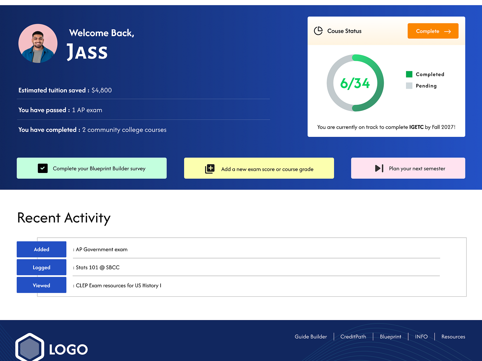 Student Dashboard Page Design by Jasbir on Dribbble