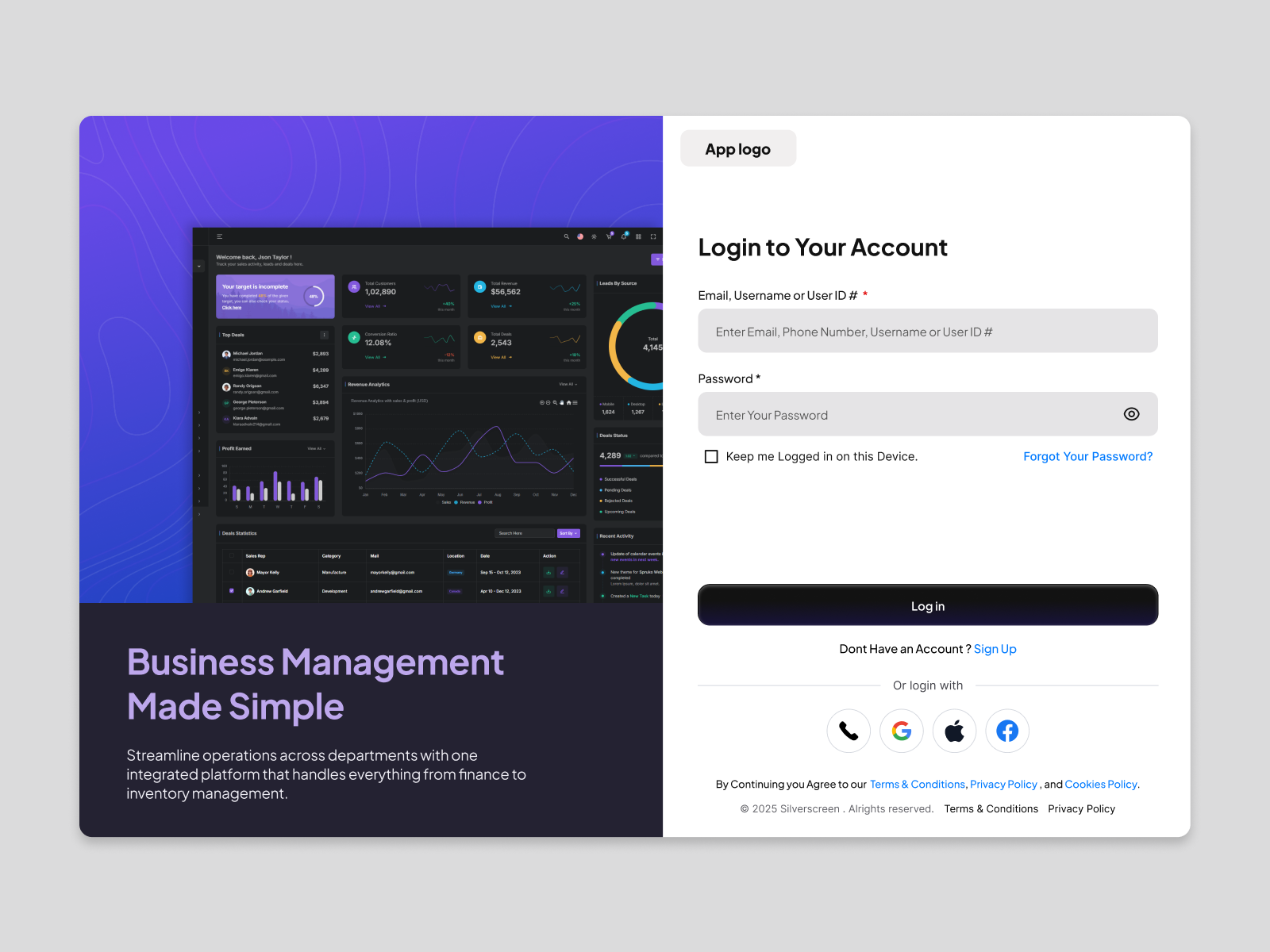 ERP Login Interface - Business Management Made Simple by Bayu ...