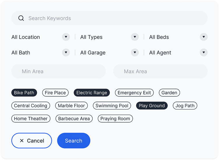 Advanced Search Filter UI for Real Estate App by Aion Chandra Das on ...