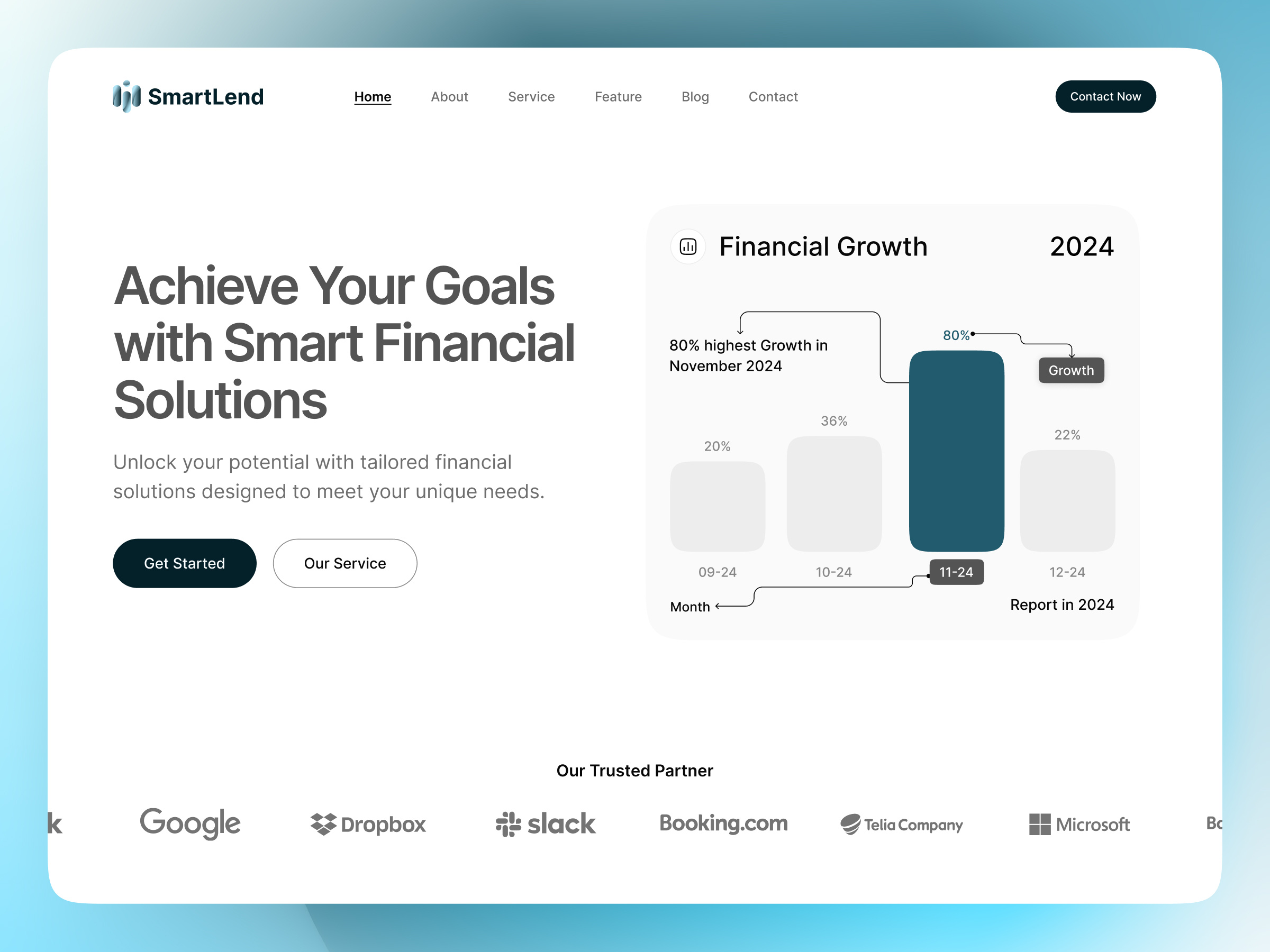 SmartLend – Modern Financial Solutions Landing Page by Jidan ☾ on Dribbble