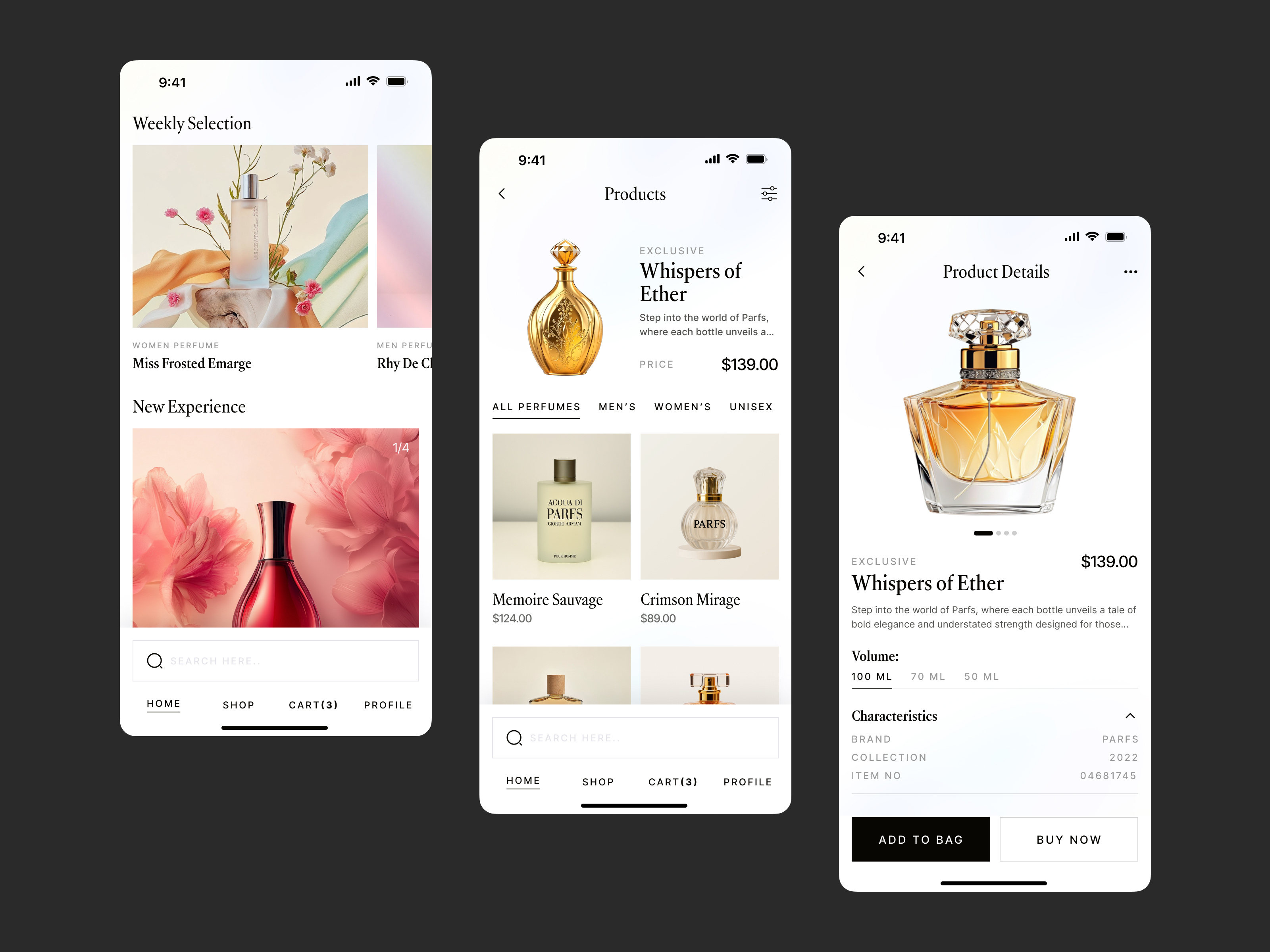 Luxury Perfume E-Commerce Mobile App Design | UI/UX Design by Subash ...
