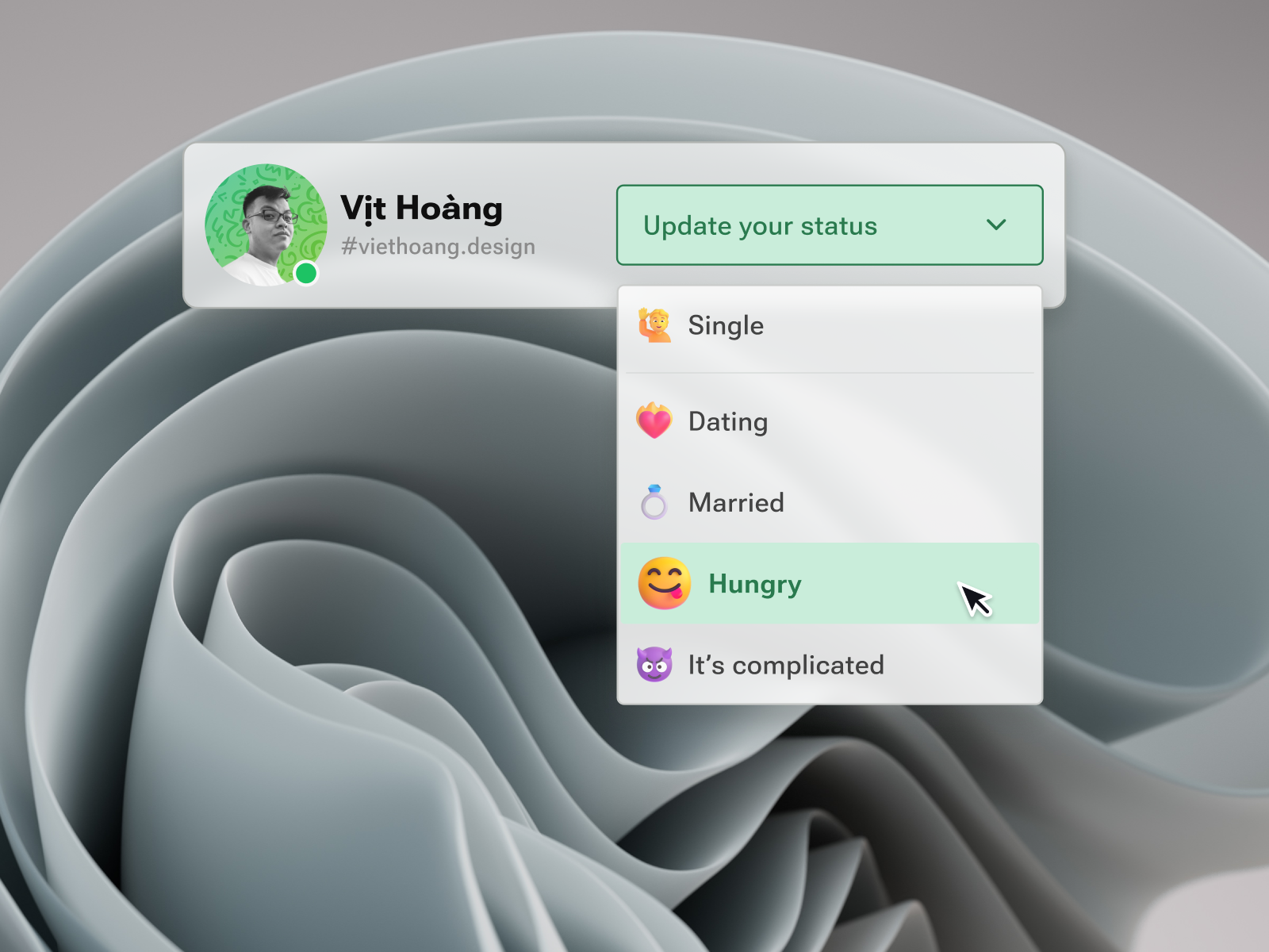 Fun Status Update Dropdown by Hoang Nguyen on Dribbble