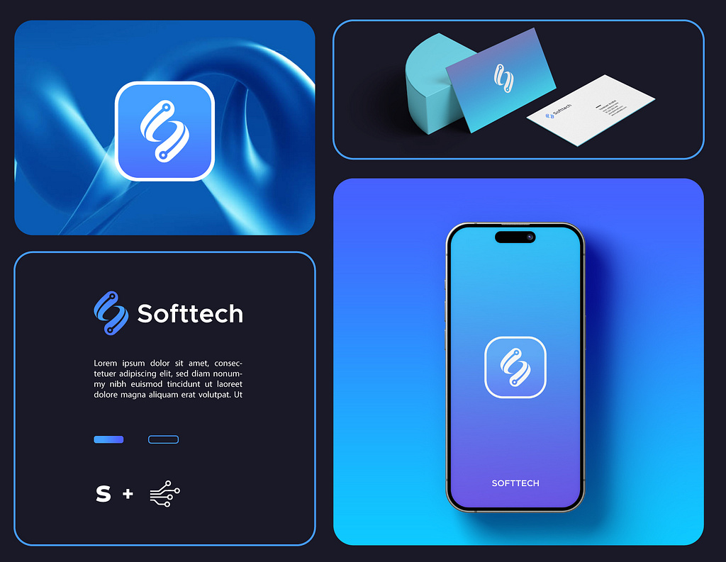 letter logo,softtech logo,logo and brand identity design by Hussain ...