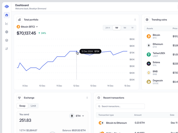 Crypto Portfolio Web App – Total Portfolio Overview by Keitoto on Dribbble