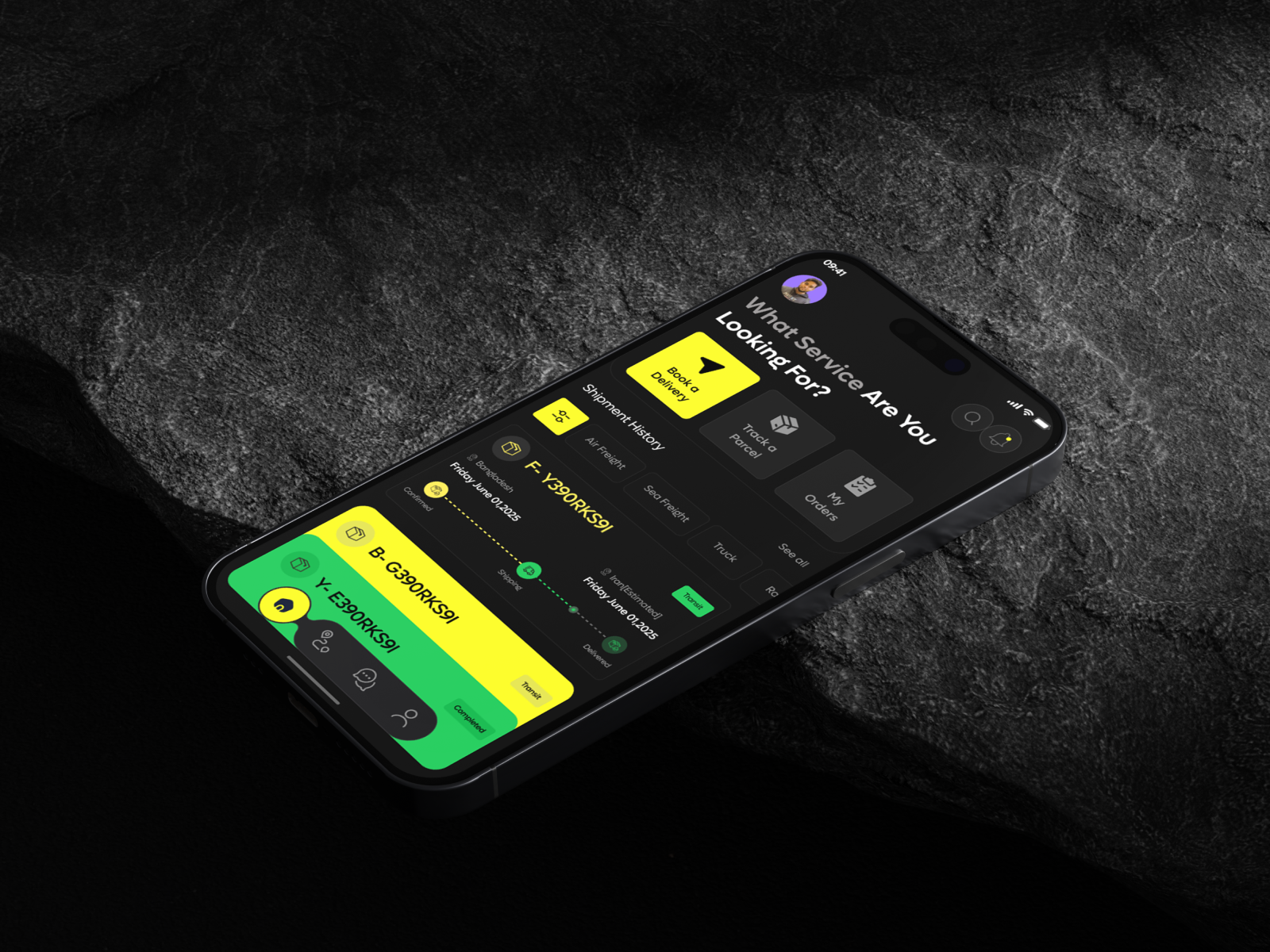 Smart Delivery & Parcel Tracking App – Dark UI by Josim Talukdar for Firqah Lab-UX UI | Web ...