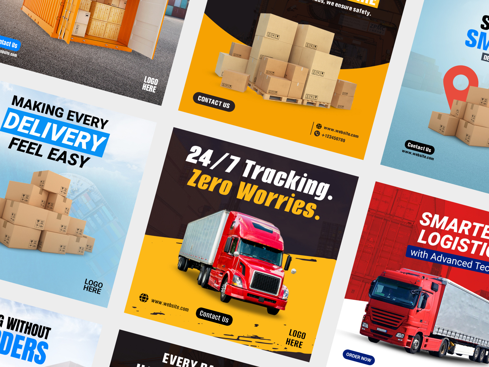 Logistic, Courier Service Linkedin Post and carousel design by Md Sajib Hossain on Dribbble