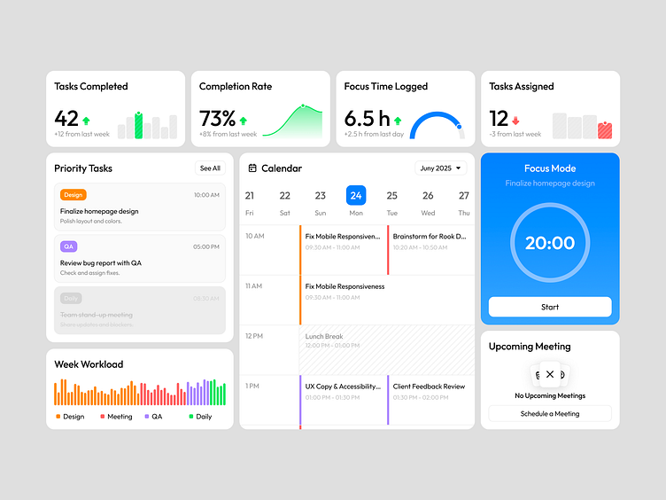 Dashboard UI Bento Cards by Dude Studios on Dribbble