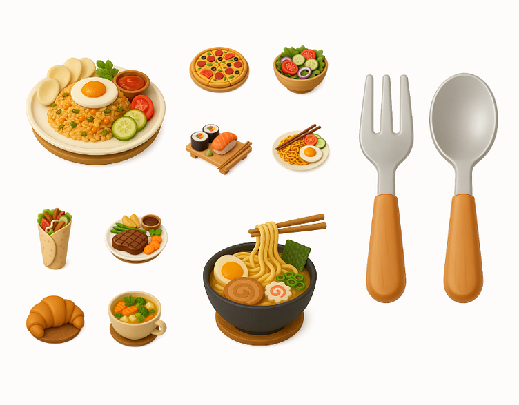 3D Food Icons: Deliciously Rendered by Nurul Alya Syaputri on Dribbble