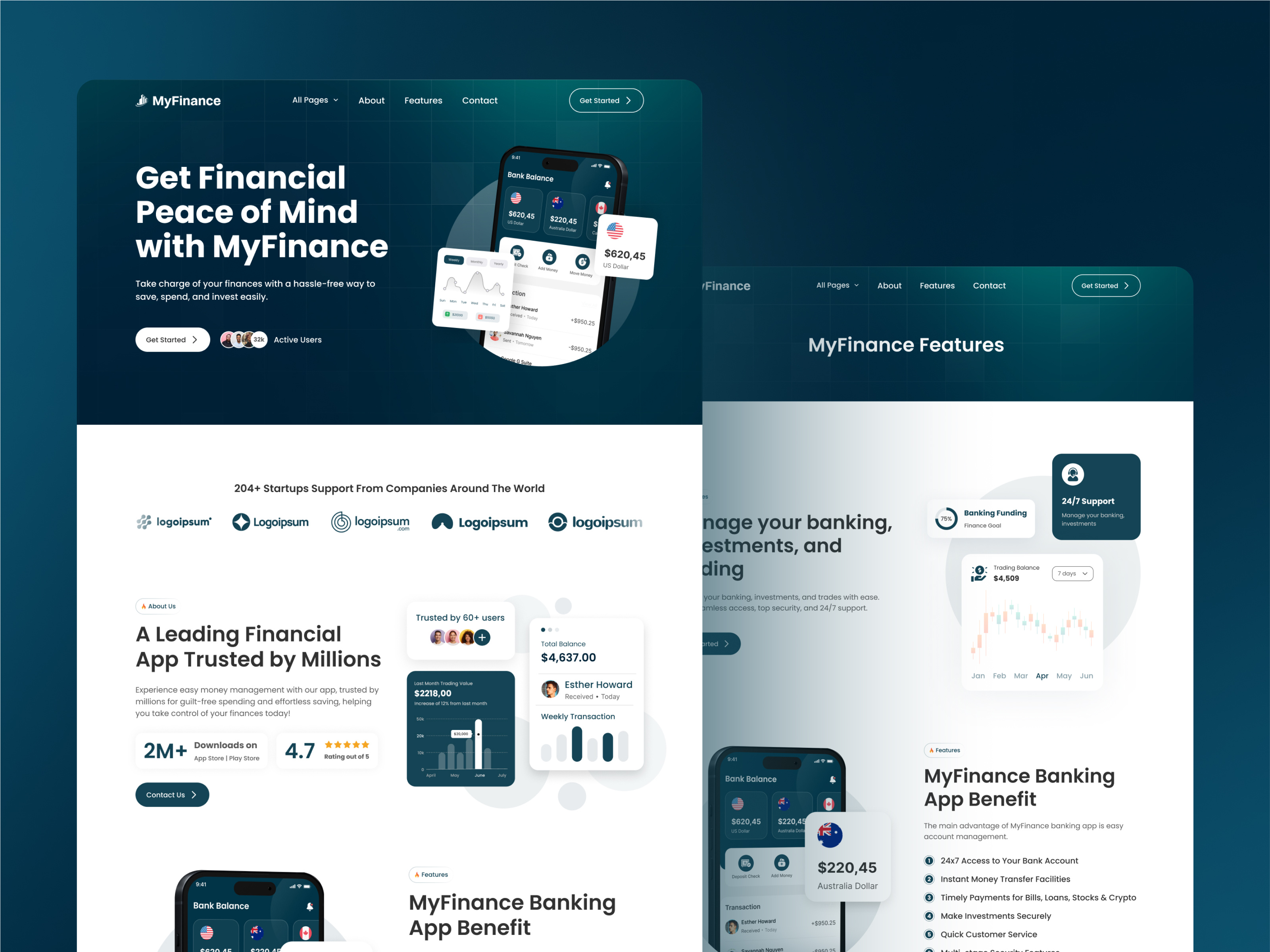 MyFinance - Finance App Framer Template Design by Grooic on Dribbble