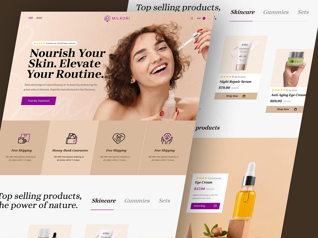 Skincare Brand Website by Mike Taylor on Dribbble
