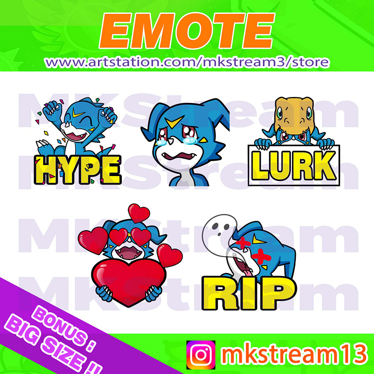 Twitch emotes digimon veemon hype, sad, lurk, love & rip by MKStream on ...