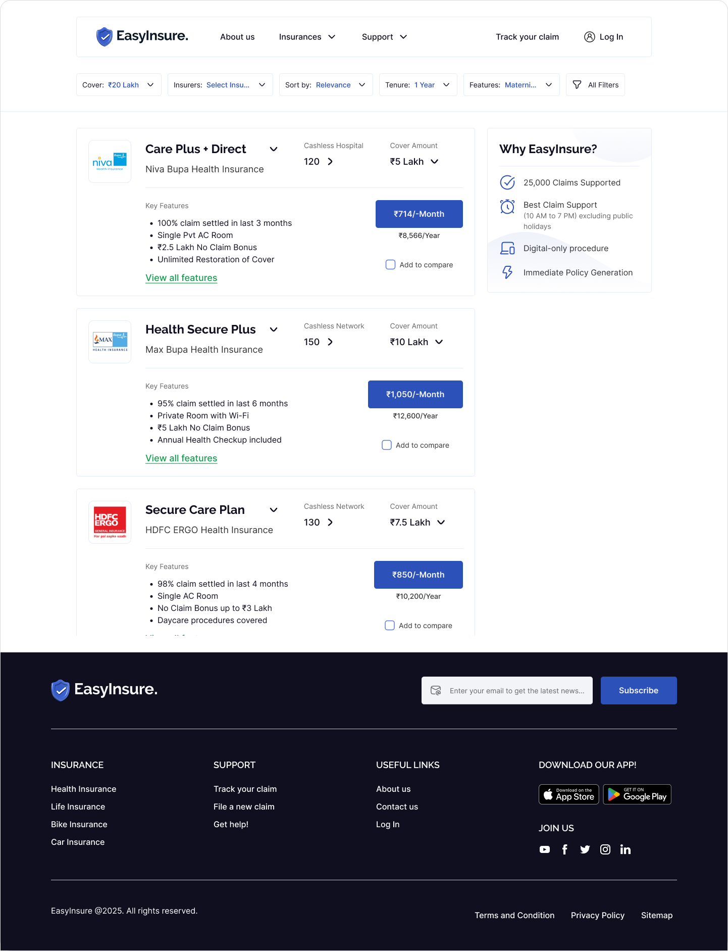 Insurance Website UI/UX Design | Policy Selection by Vaibhav Sharma on ...