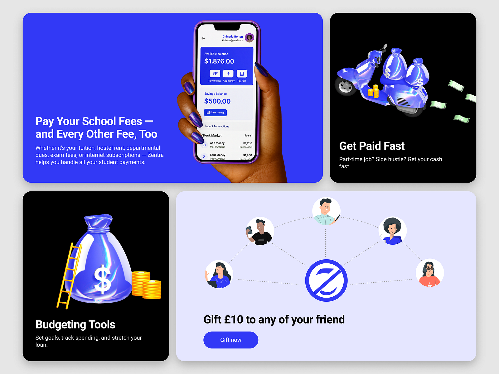 Zentra website featured section by Paul Idenyi on Dribbble
