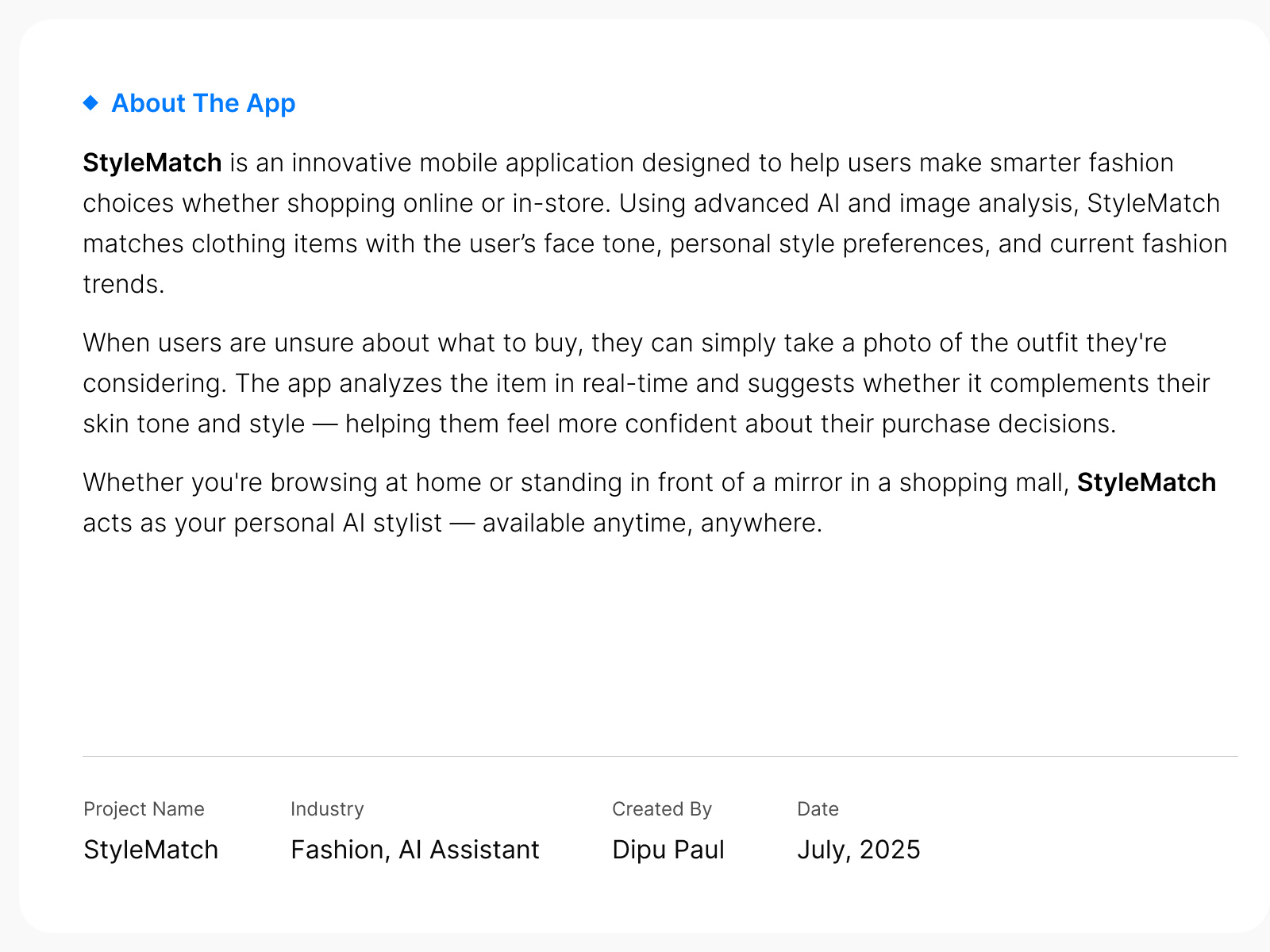 StyleMatch – AI Shopping Assistant App (Case Study) by Dipu Paul on Dribbble