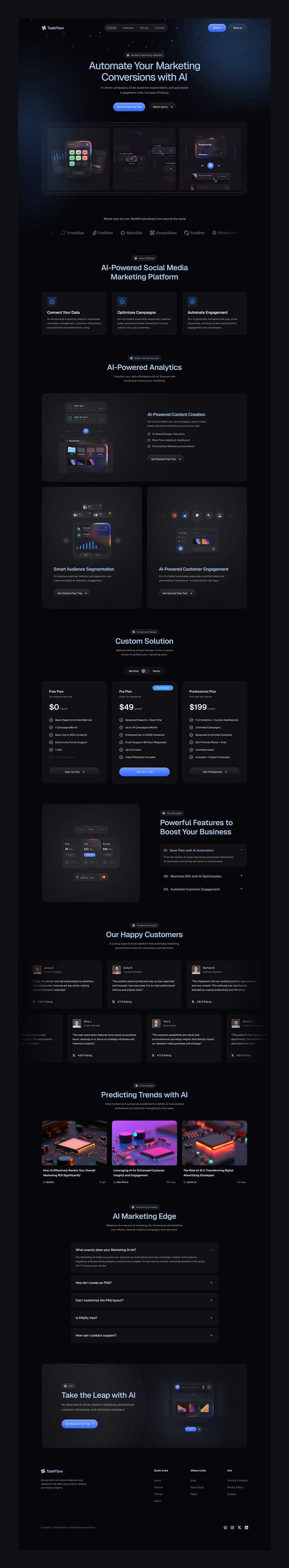 TaskFlow - Ai Marketing Landing page by Shuvo Sen on Dribbble