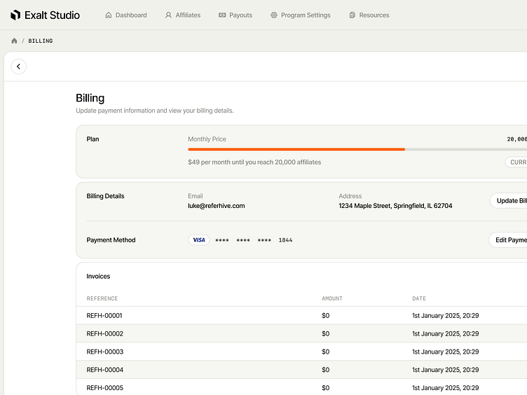 Billing Screen by Luke Dalton on Dribbble