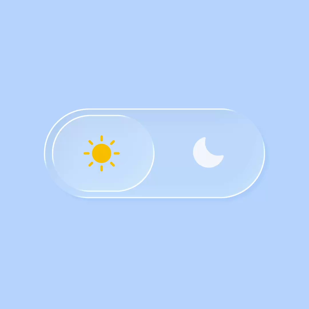 Liquid Glass Theme Switcher by Anastasiia Lebedeva on Dribbble