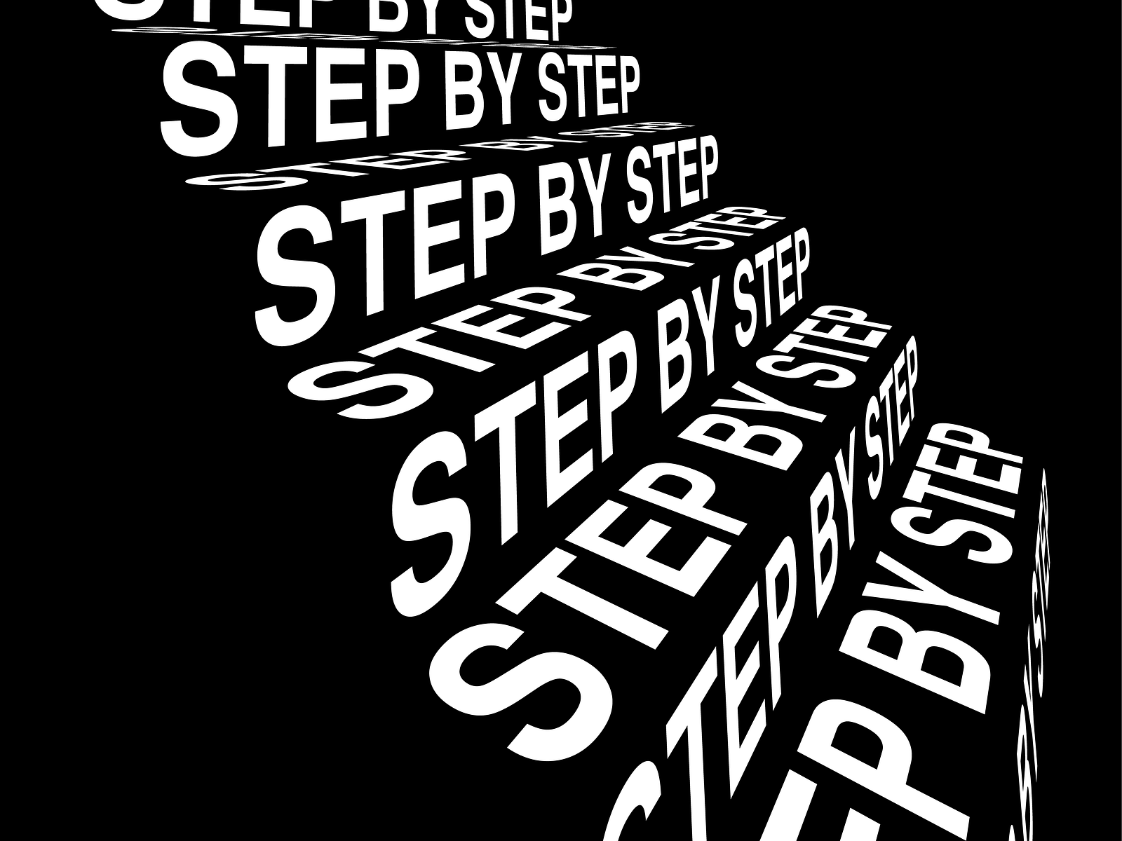 3D Typography Stairs Effect. Isometric Type. Step by Step Design by ...