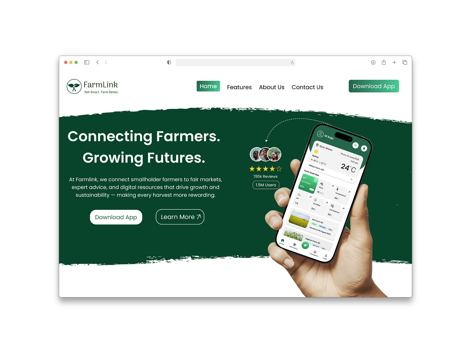 FarmLink Landing Page by Phoenix Innovation on Dribbble