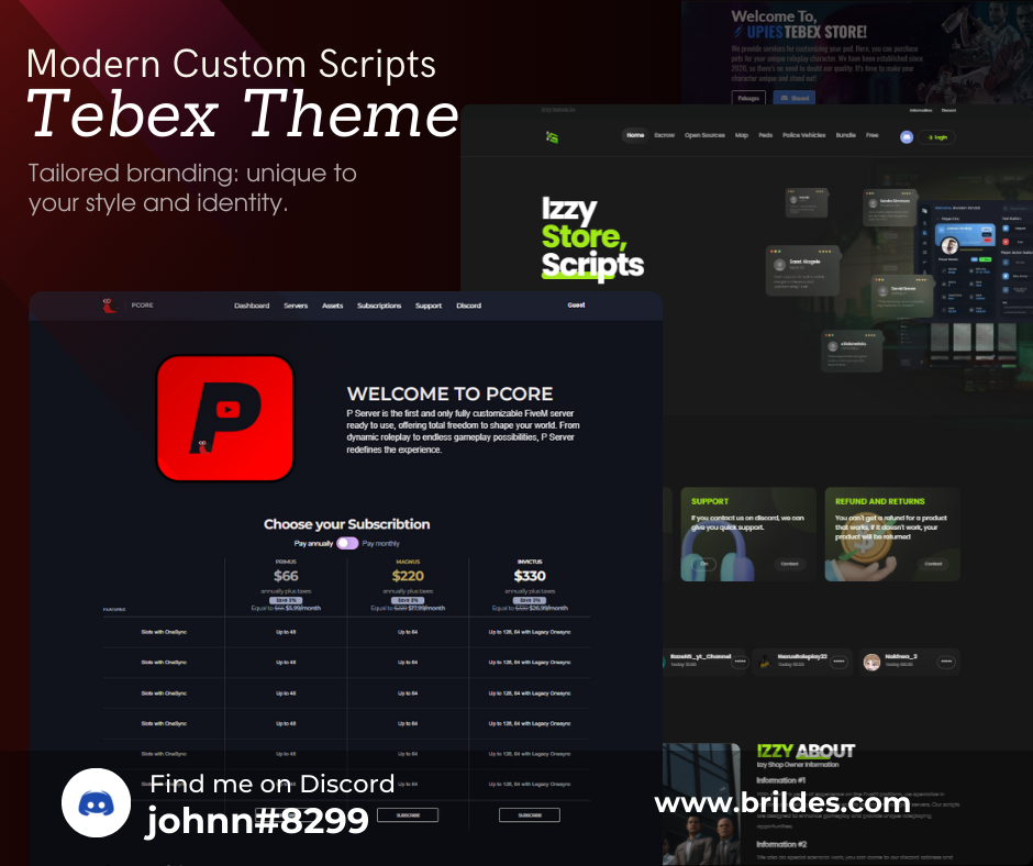 Tebex script custom layout design by Brildes on Dribbble