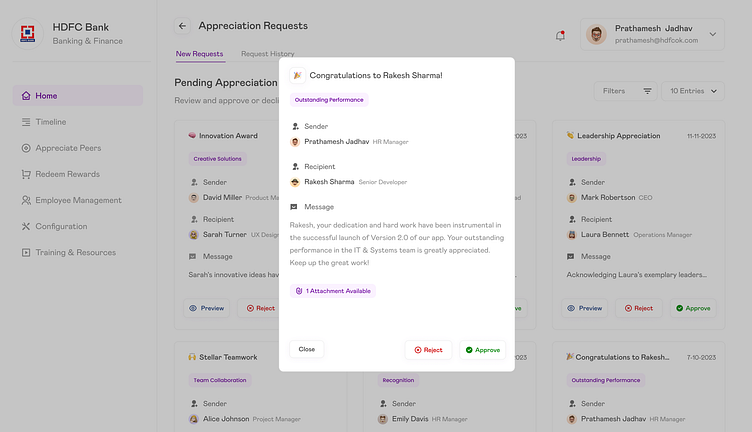 Appreciation Request Preview by Prathamesh Jadhav on Dribbble