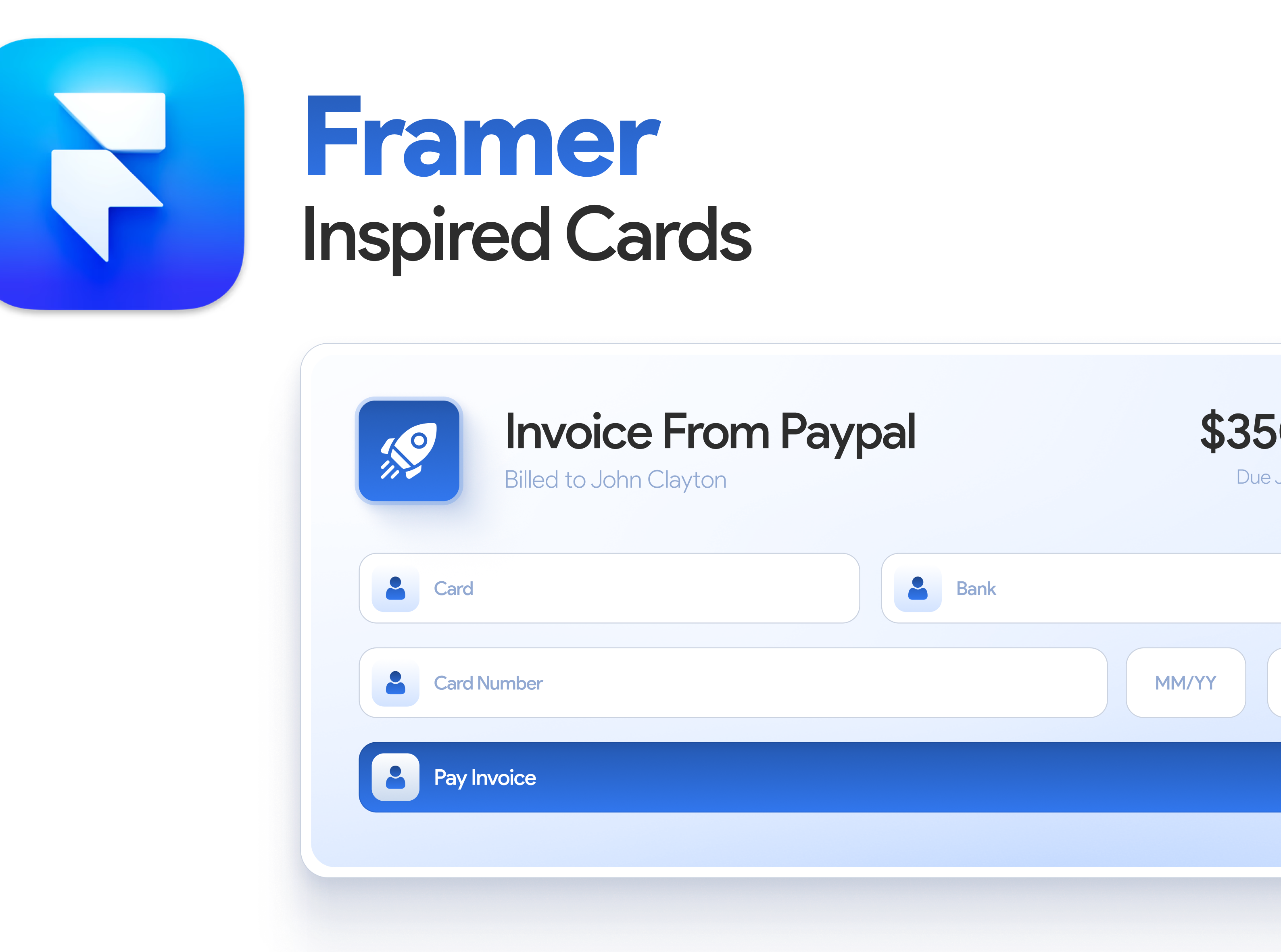 Payment Card - Framer Inspired UI by Sanjay S on Dribbble