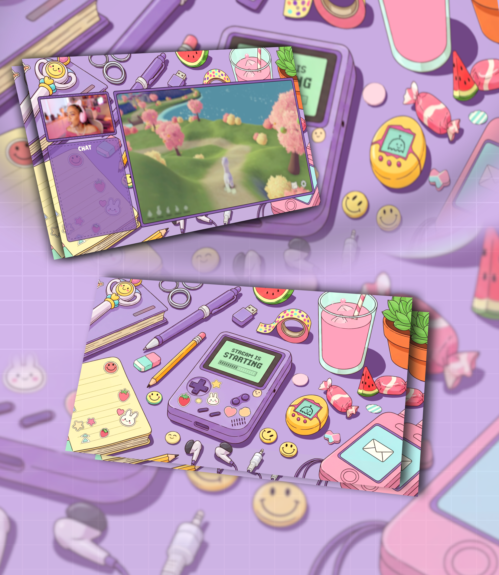 Pastel Chill Desk Stream Pack — Kawaii Overlays by Xpixel Studio on Dribbble